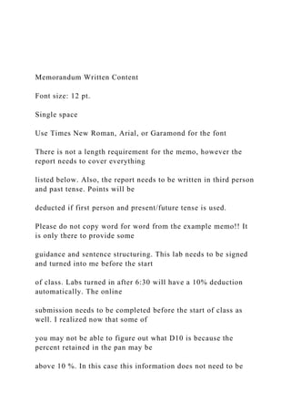 Memorandum Written Content Font size 12 pt. Single sp.docx | Physics ...