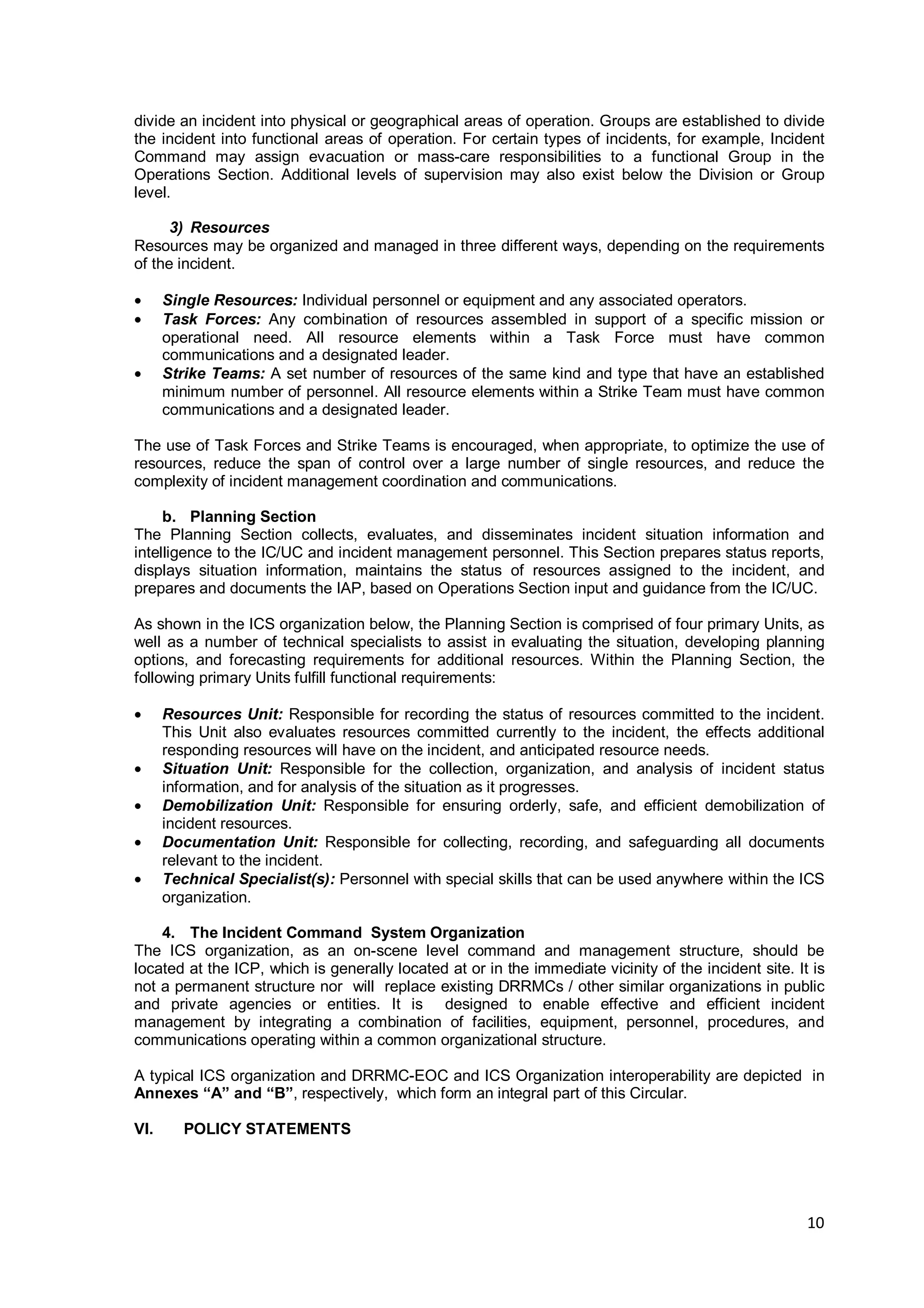 Memo Re-implementing Guidelines on the use of ICS | PDF