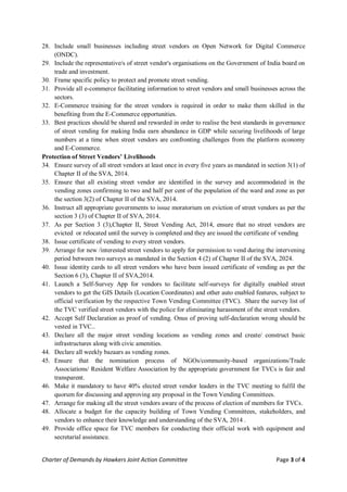 Demands of Hawkers Joint Action Committee | PDF