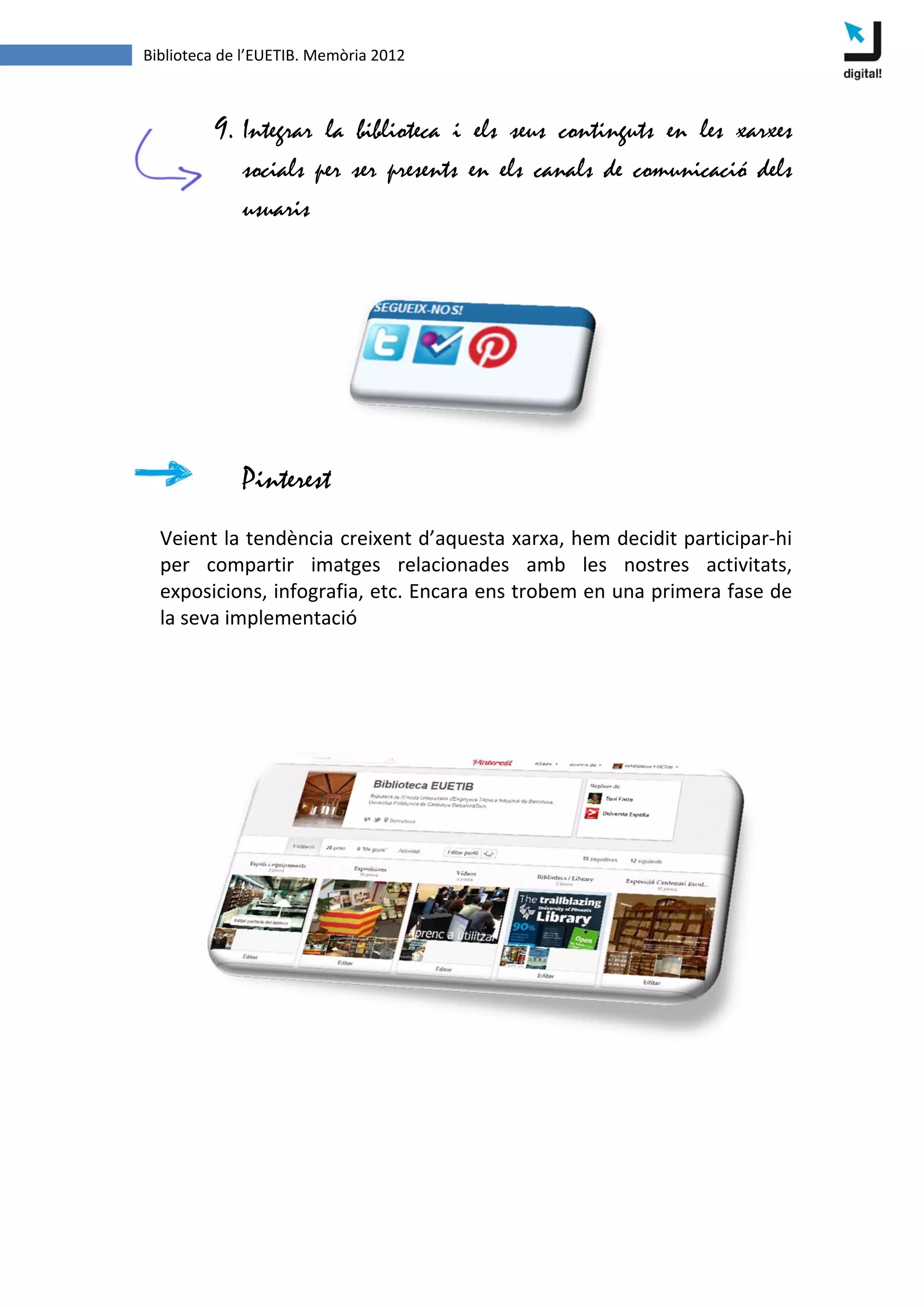 Memoria biblioteca EUETIB 2012 | PDF