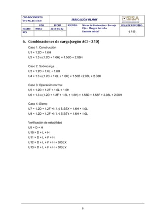 Memoria de calculo estructuras - muro de contención - barraje fijo ...