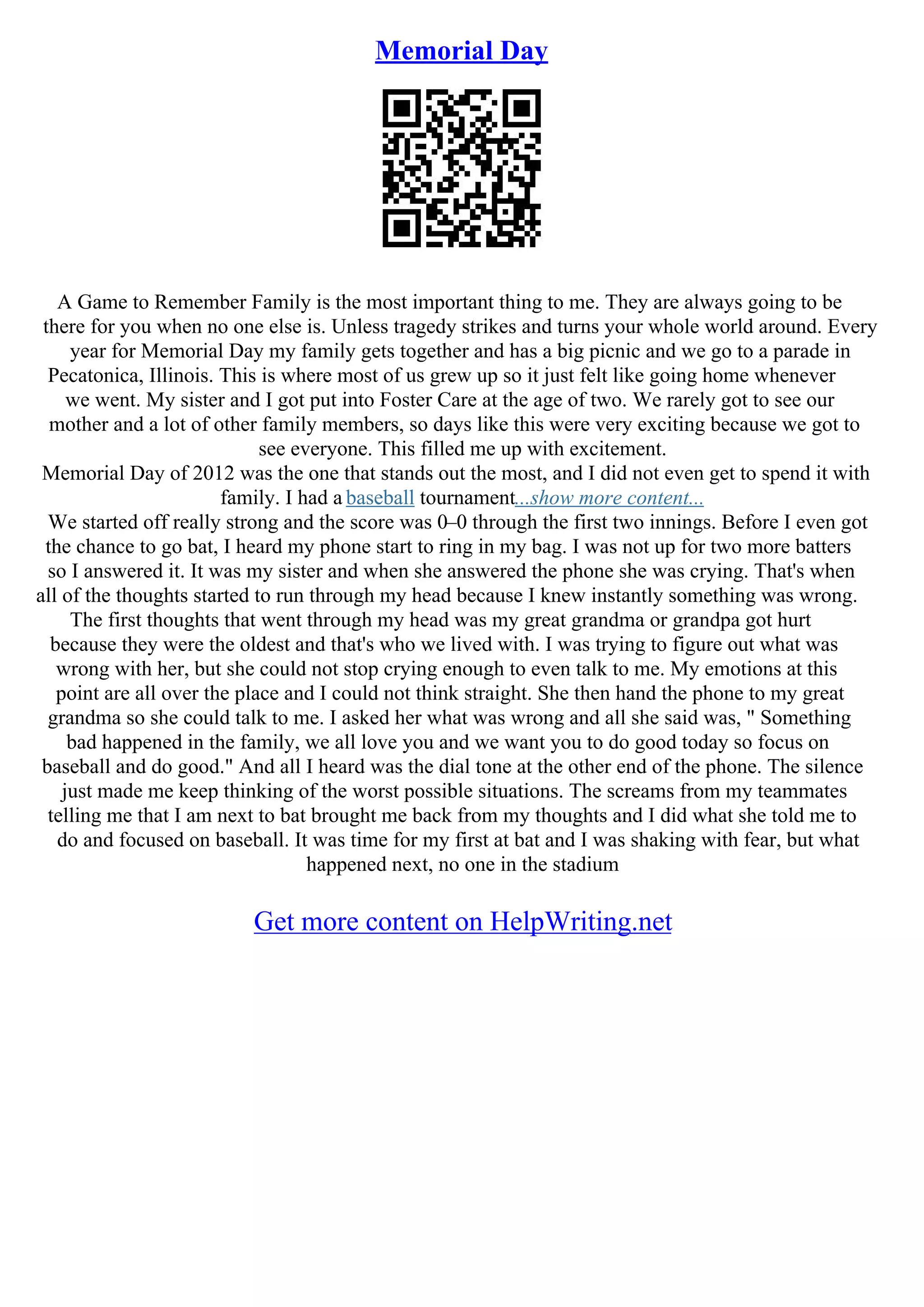 Memorial Day Essay | PDF