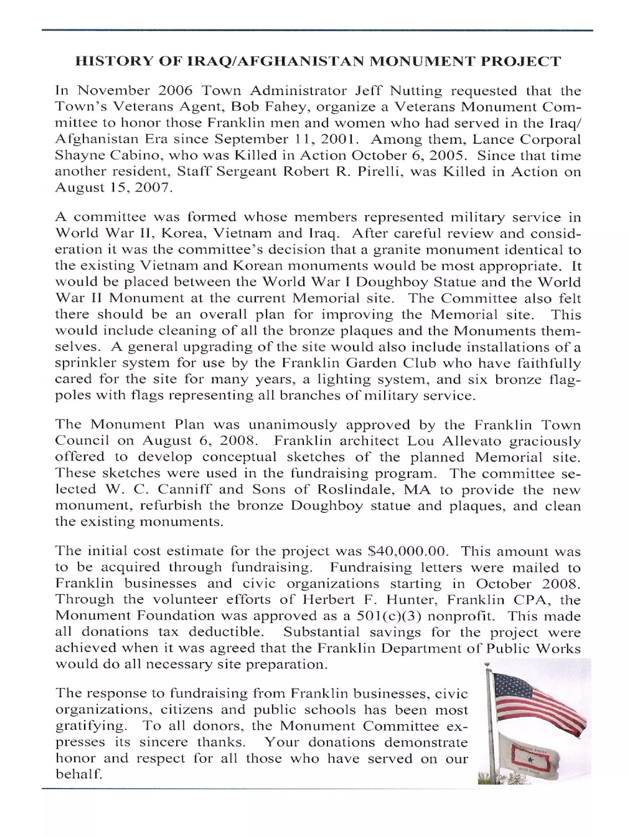 Franklin Veterans Memorial - Dedication Program | PPT