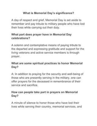 Memorial Day Prayer for the living and the dead | PDF