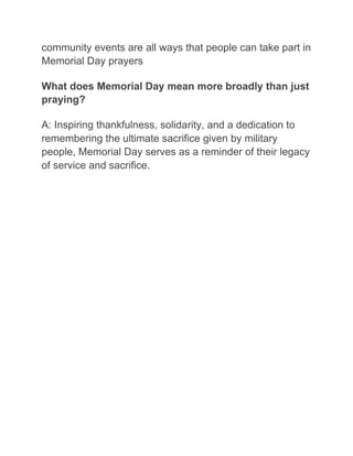 Memorial Day Prayer for the living and the dead | PDF