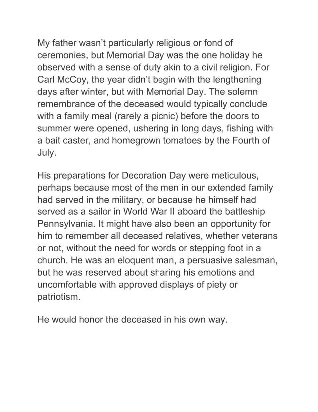 Memorial Day Prayer for the living and the dead | PDF