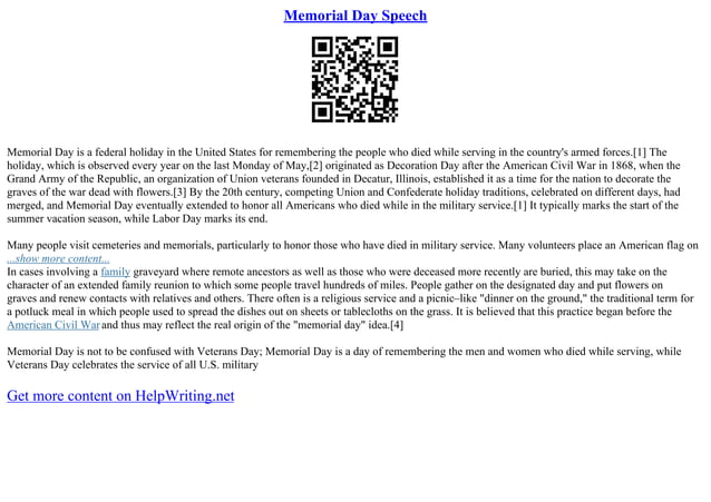 Memorial Day Speech | PDF