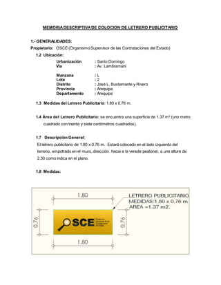 Memoria letrero publicitario | DOCX