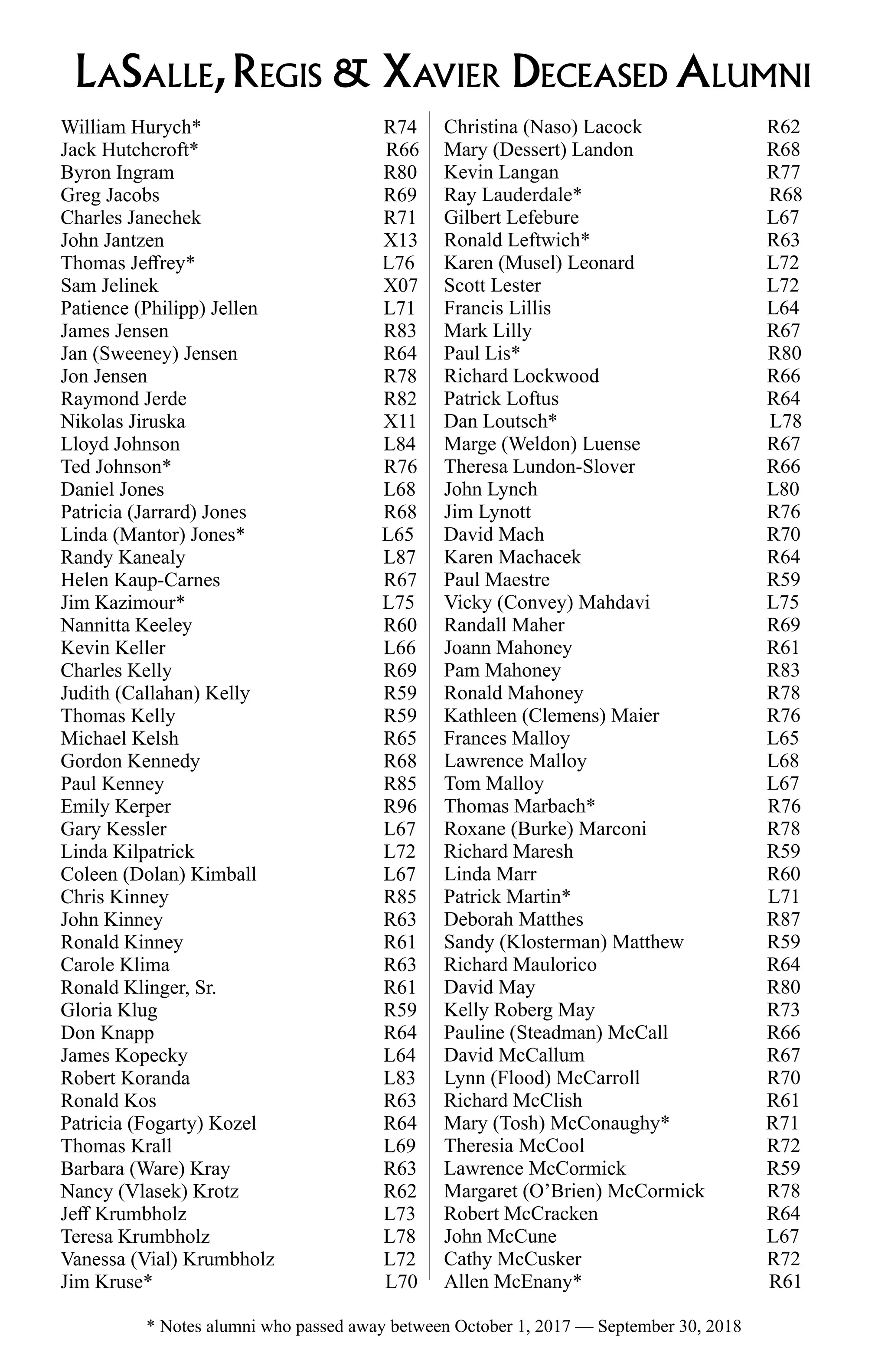 Memorial Mass Program 2018 | PDF