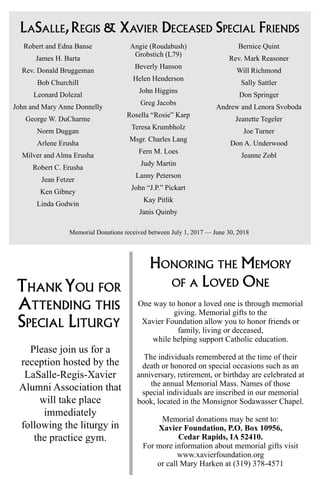 Memorial Mass Program 2018 | PDF