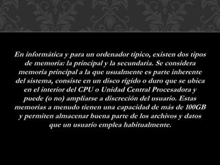 Memoria+ram+ rom-+cache+y+memorias+auxiliares | PPTX
