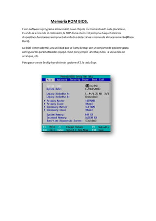 Memoria rom bios | DOCX
