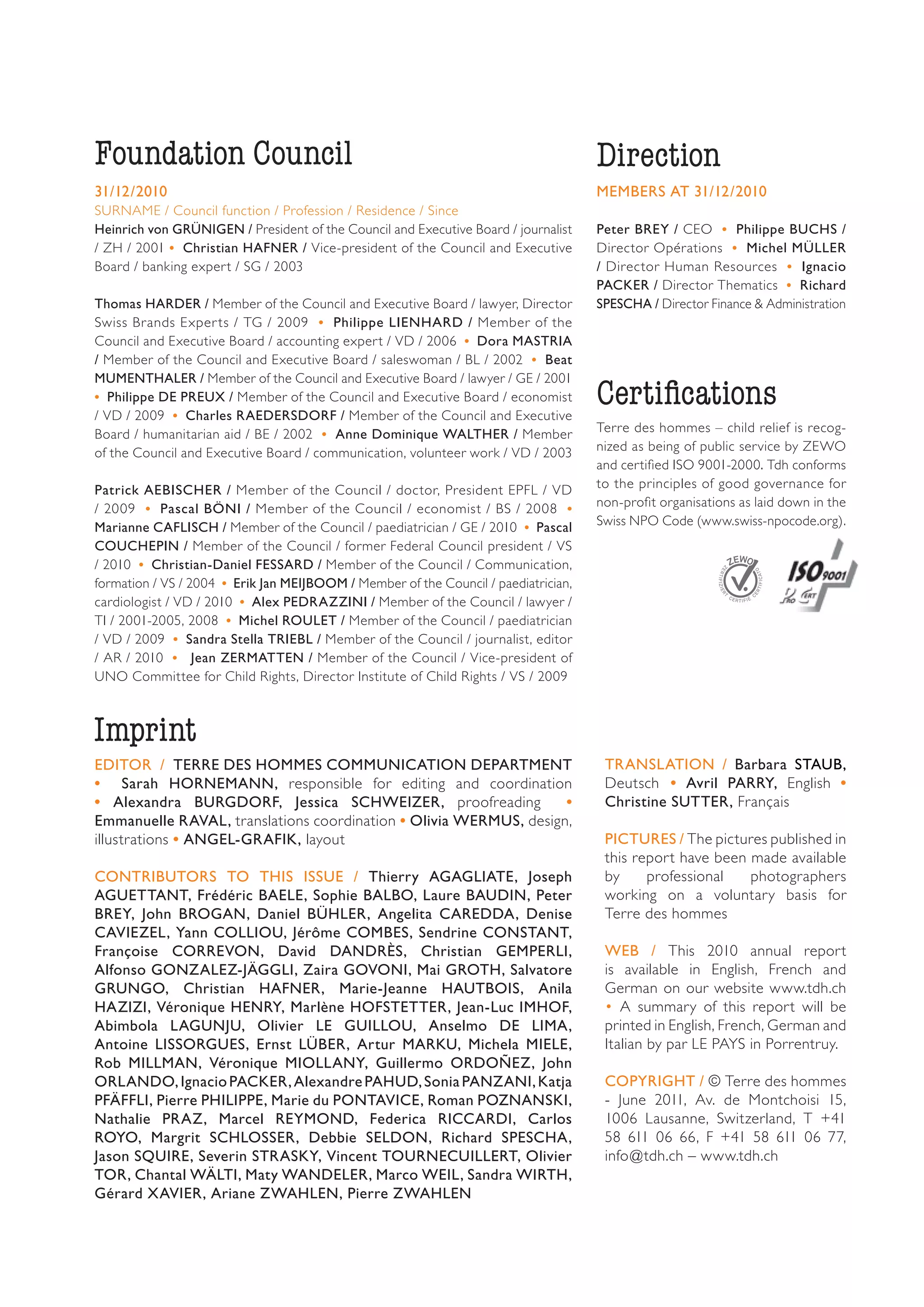 Terre des hommes Lausanne - Memoria 2010 | PDF