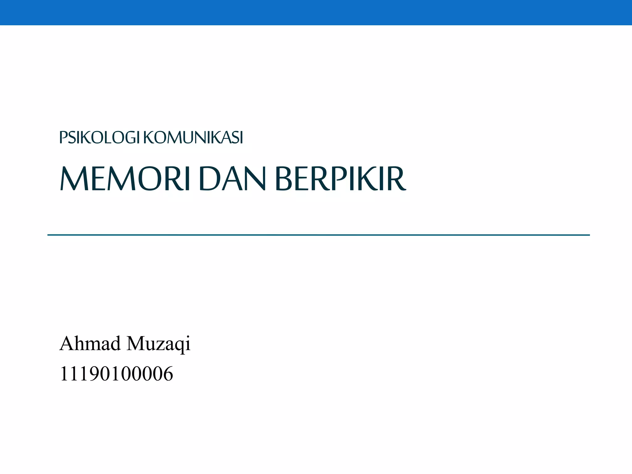 Memori dan berpikir | PPT
