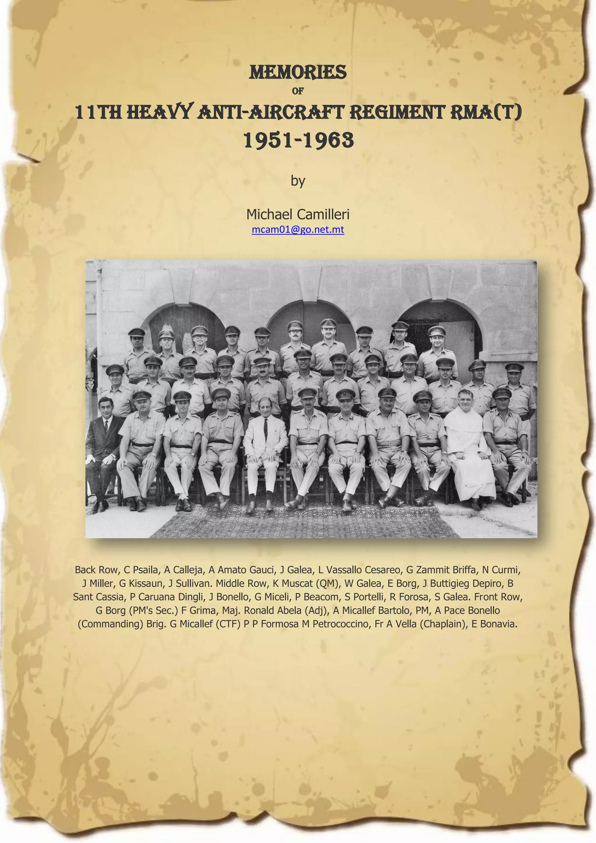 Memories of 11th Heavy Anti-Aircraft Regiment RMA(T) 1951-1963‏ | PDF
