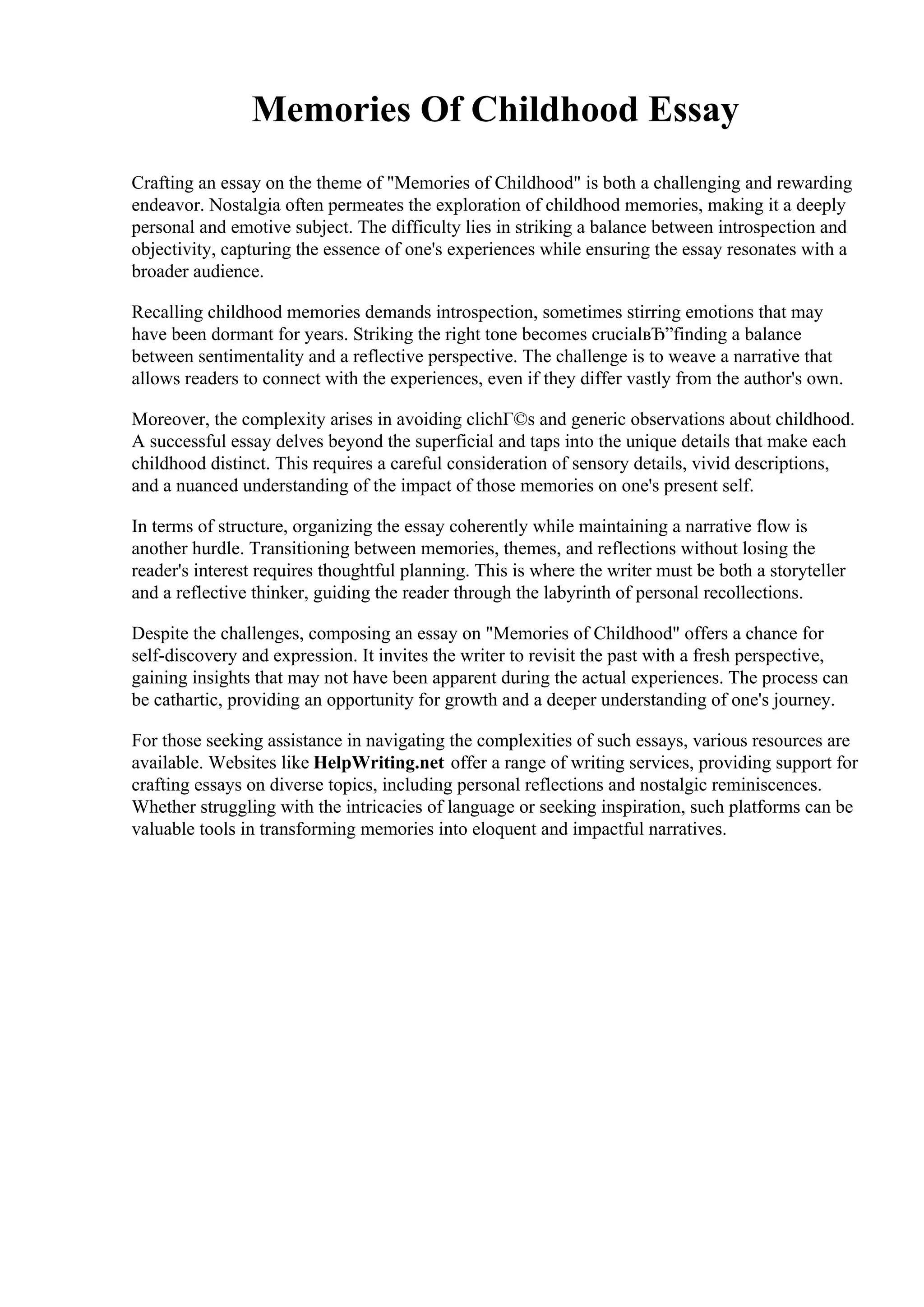 Memories Of Childhood Essay.pdf