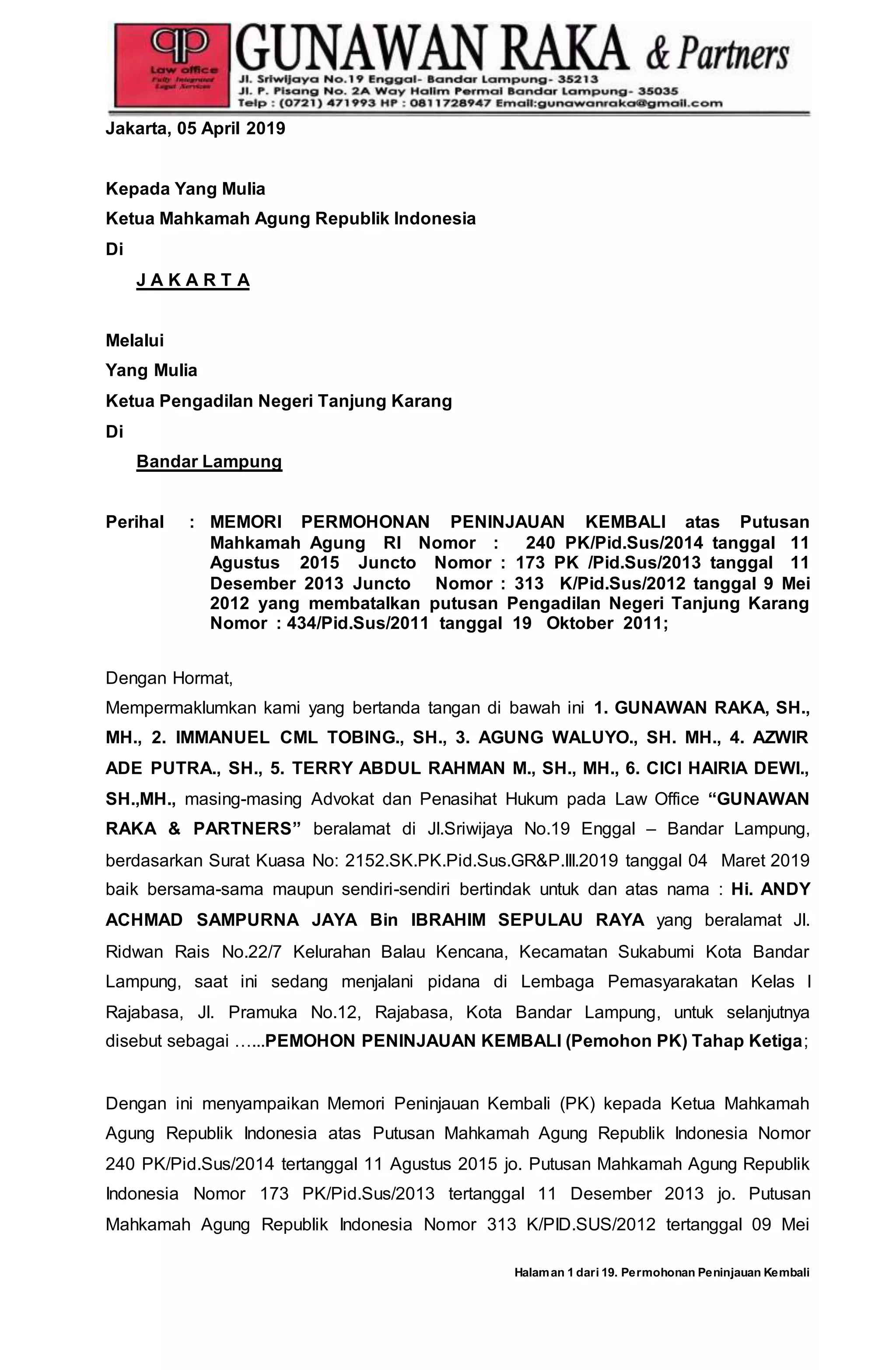 Memori pk iii edit | DOCX