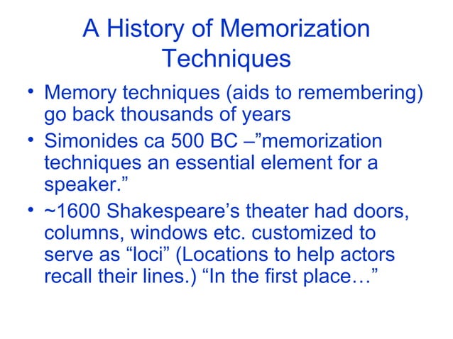 Memorization techniques to improve your life | PPT