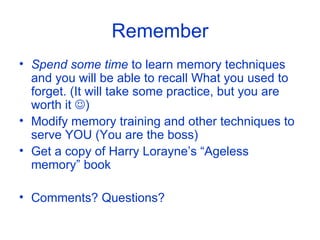 Memorization techniques to improve your life | PPT