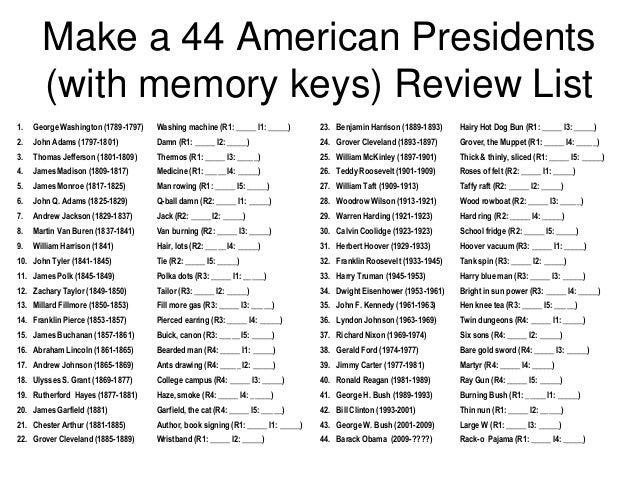 Memorizing The Presidents