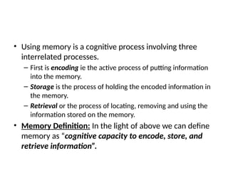 Everything to know about memory in psychology | PPTX
