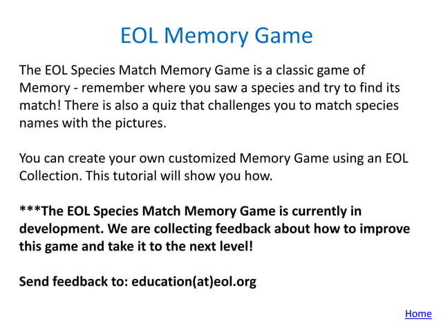 Creating an EOL Species Match Memory Game | PPT