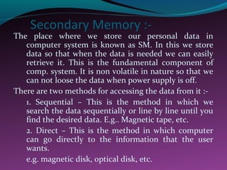 Computer Memory | PPT