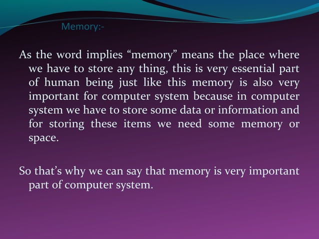 Computer Memory | PPT | Computing | Technology & Computing