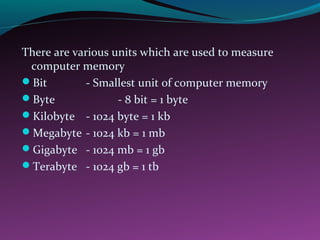 Computer Memory | PPT | Computing | Technology & Computing