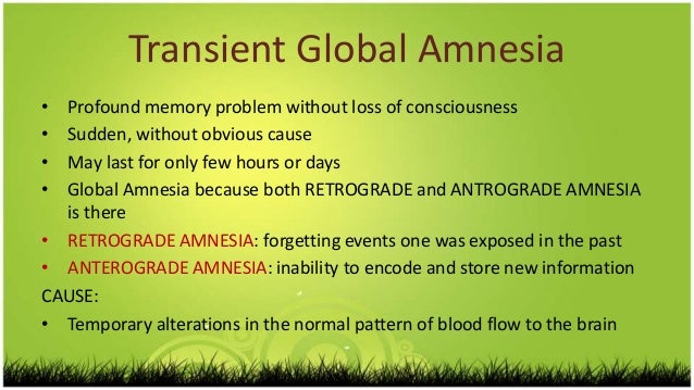 transient global amnesia symptoms