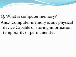 Computer Memory | PPTX
