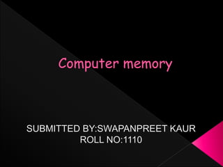 computer memory and its types | PPTX