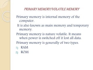 Memory / Storage Devices | PPTX