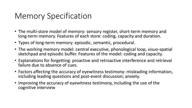 Memory - AQA A Level Psychology Revision | PPTX