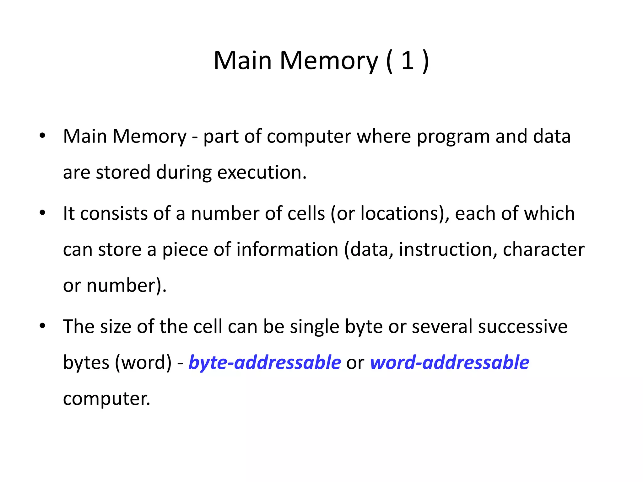 Memory (Computer Organization) | PDF