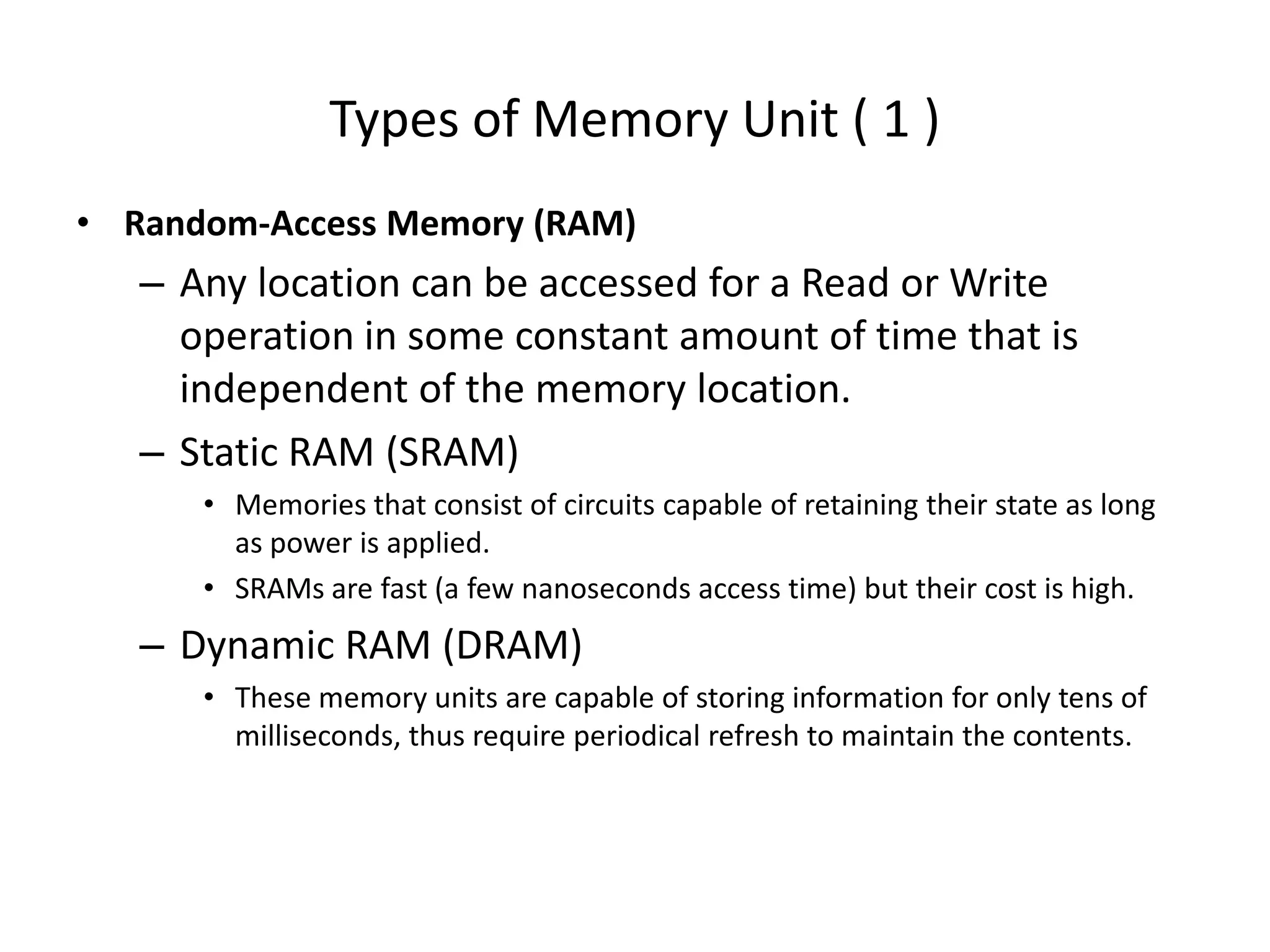 Memory (Computer Organization) | PDF