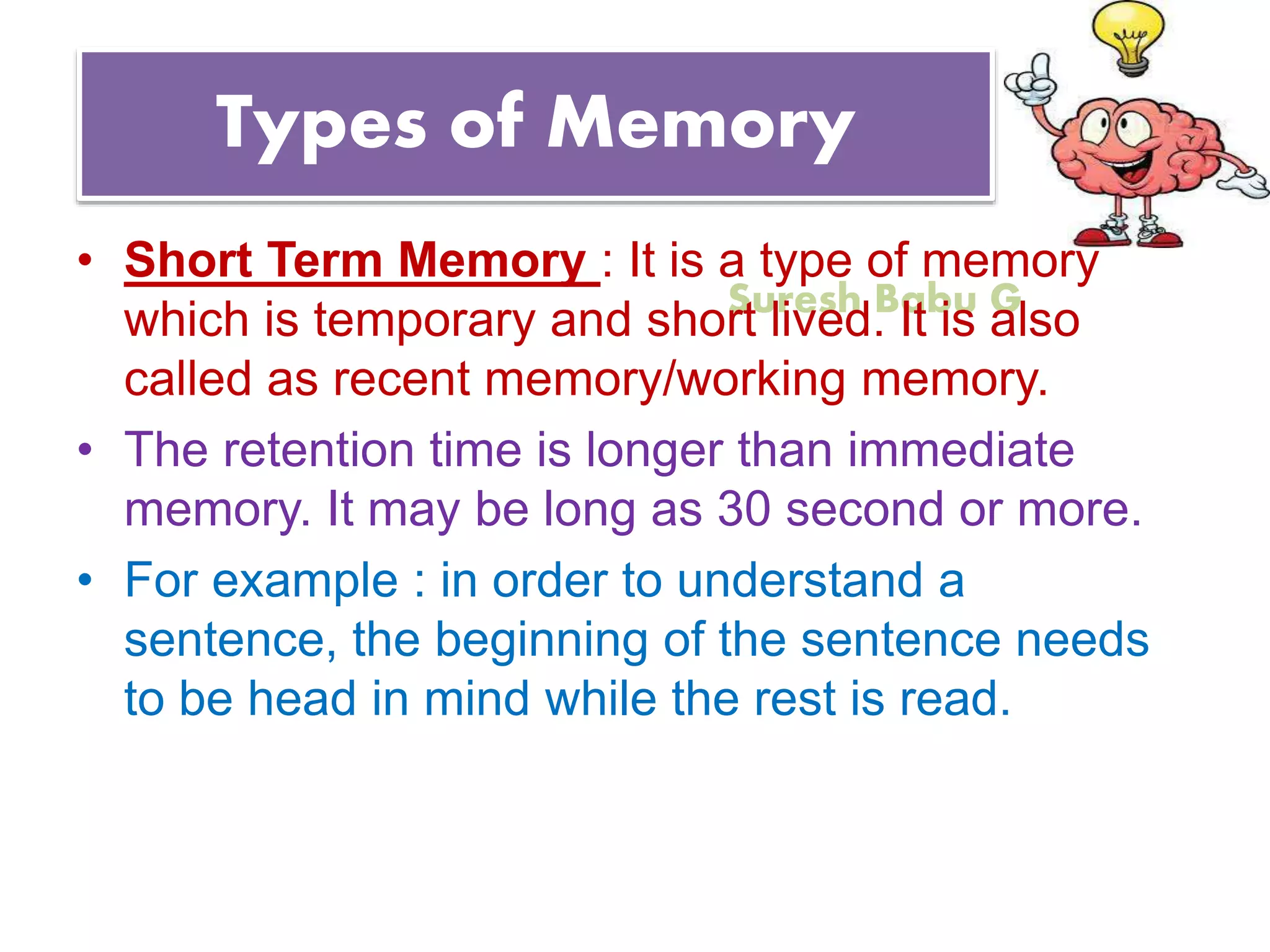 Memory Definition Types Of Memory Factors Influencing Memory And