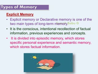 Memory - Definition-Types of Memory - factors influencing memory and ...