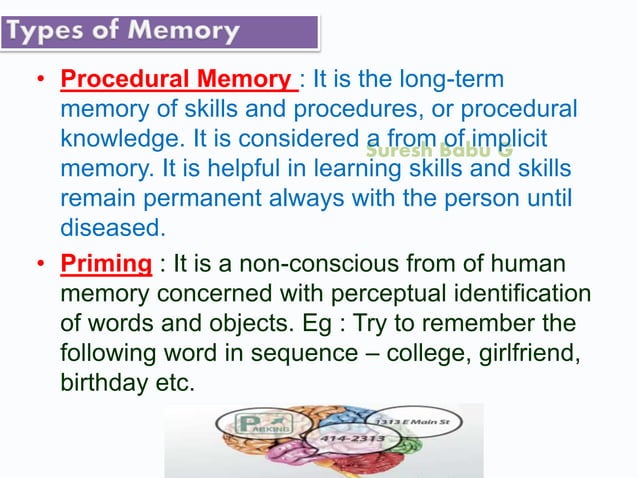 Memory - Definition-Types of Memory - factors influencing memory and ...