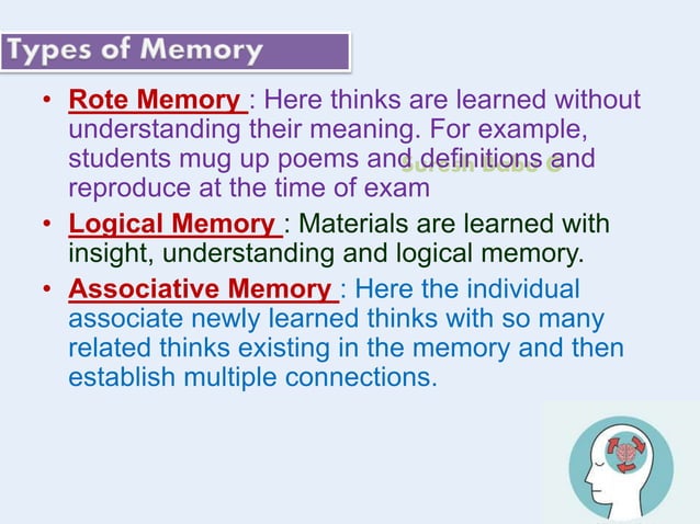 Memory Definition Types Of Memory Factors Influencing Memory And