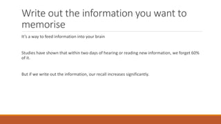 Techniques to improve your memory instantly. | PPTX