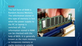 memory.pptx | Data Storage and Warehousing | Computing