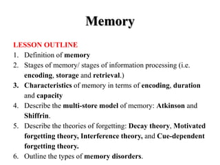 MEMORY, PROCESS AND FOGETTING IN PSYCHOLOGY | PPTX | Digital Audio | Computer Software and ...