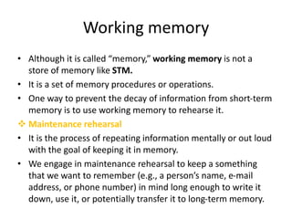 MEMORY, PROCESS AND FOGETTING IN PSYCHOLOGY | PPTX