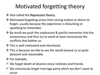 MEMORY, PROCESS AND FOGETTING IN PSYCHOLOGY | PPTX