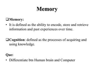 MEMORY, PROCESS AND FOGETTING IN PSYCHOLOGY | PPTX
