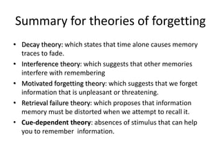 MEMORY, PROCESS AND FOGETTING IN PSYCHOLOGY | PPTX