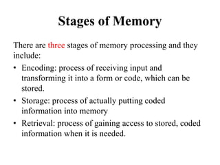 MEMORY, PROCESS AND FOGETTING IN PSYCHOLOGY | PPTX