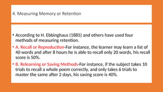 MEMORY-EDUCATIONAL PSYCHOLOGY-CHILDHOOD AND GROWING UP | PPT