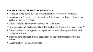 Sensory short and long term Memory and related disorders | PPT